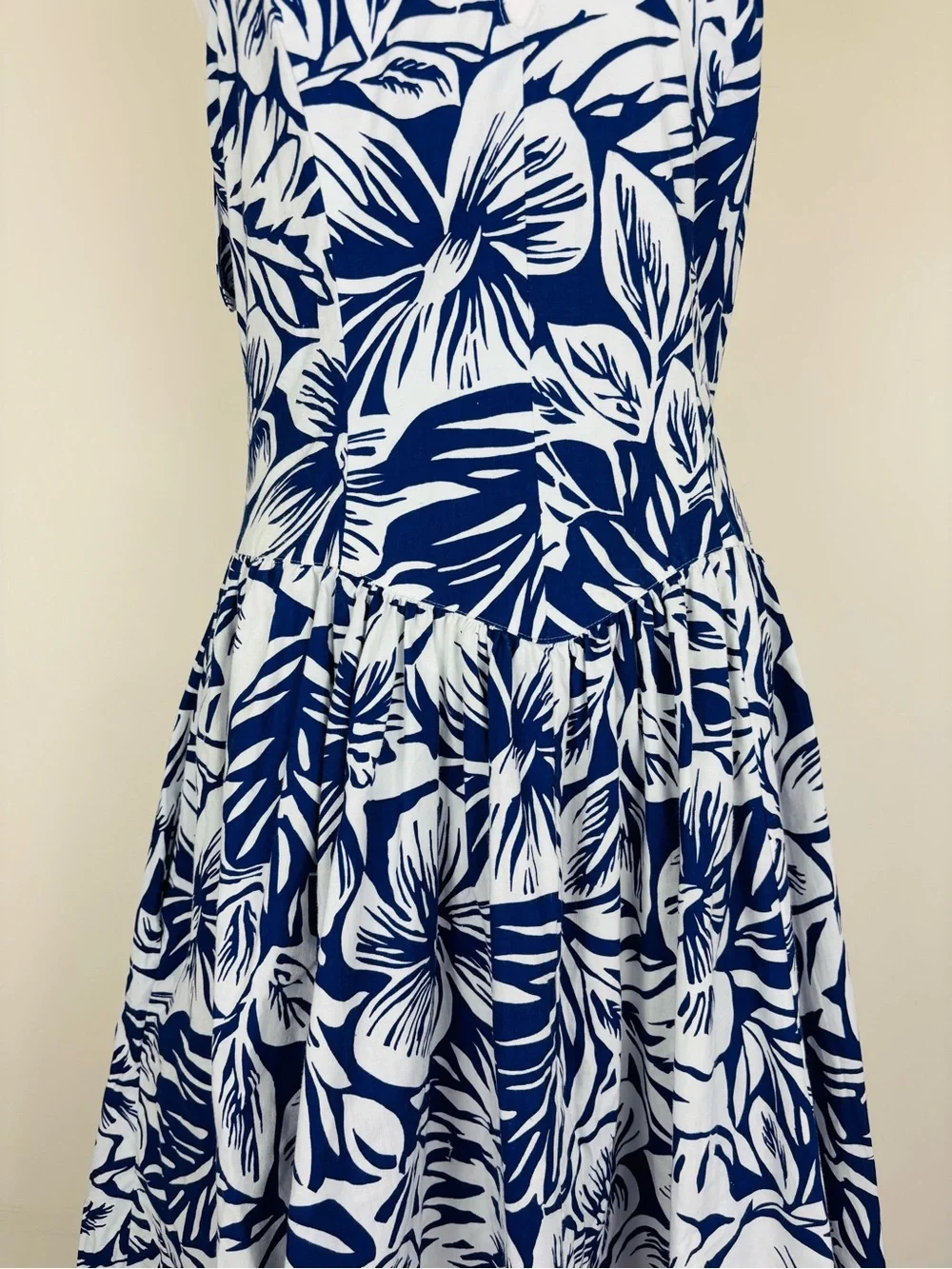 Kamisato | Dresses | Vintage Kamisato Blue White Tropical Floral Halter ...